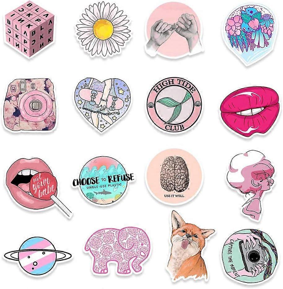 50 pieces pink cute girl stickers, vinyl waterproof decals for kids ...