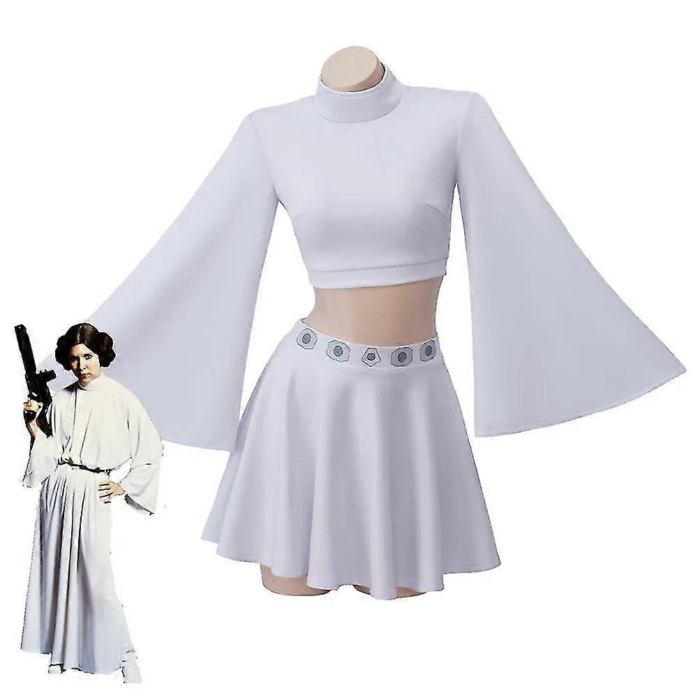 Princess Leia Cosplay Costume Moive Star Cosplay Crop Top Skirt Outfits ...