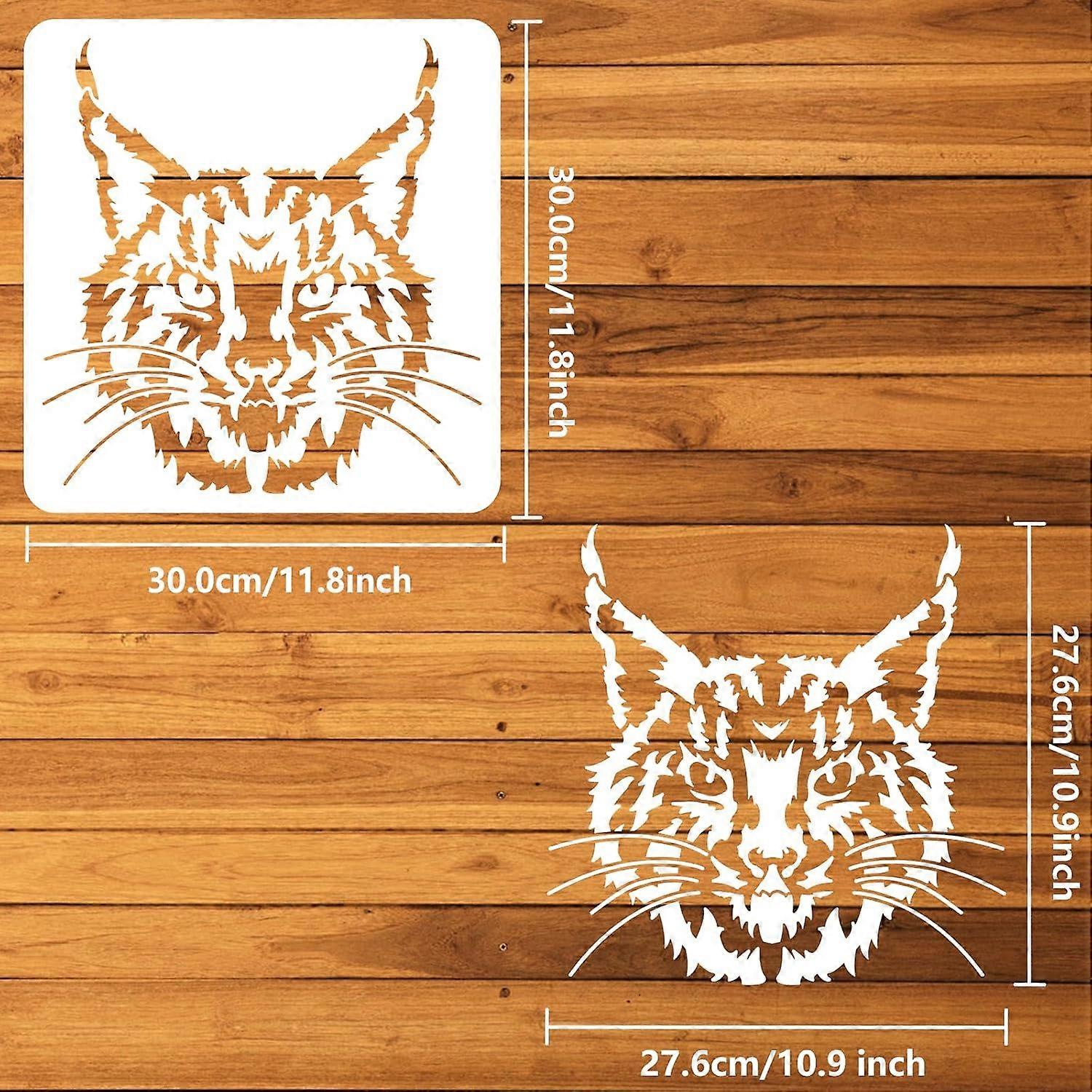 Bobcat Stencil for Painting 11.8x11.8inch Reusable Large Cat Stencils Howling Cat Drawing ...