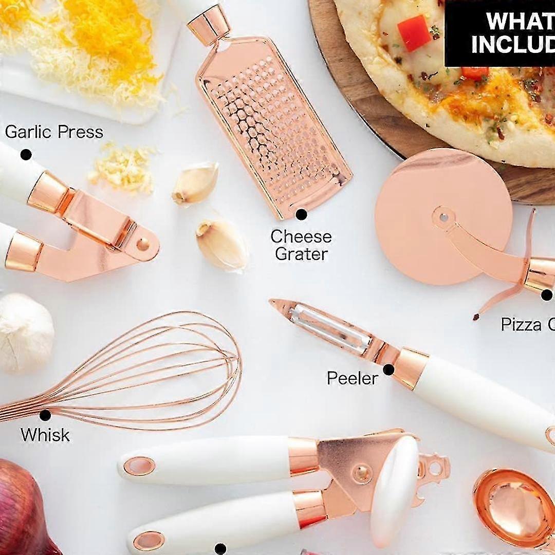 7 Piece Stainless Steel Cooking Utensil Set With Copper Coating And ...