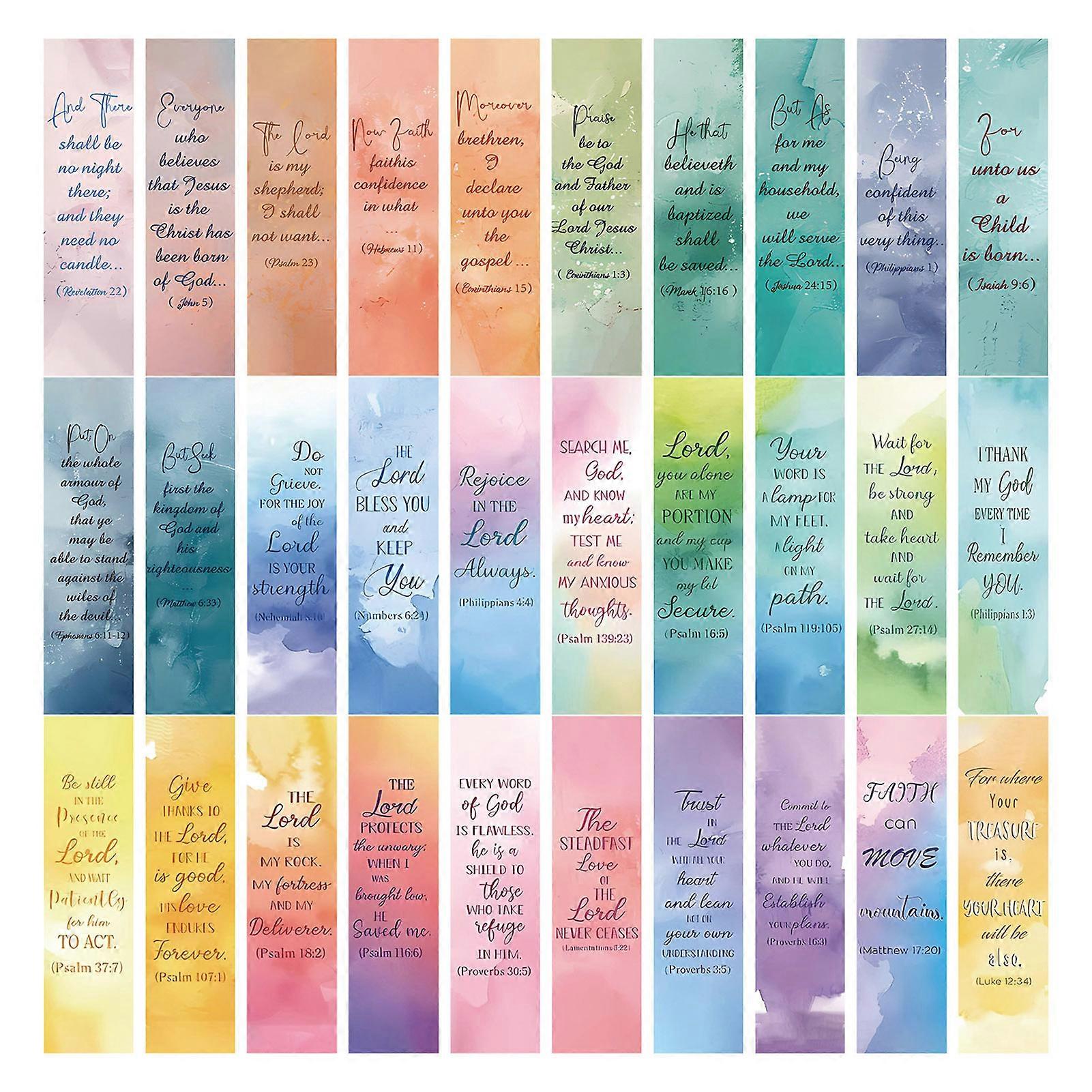 30 Sheets Christian Bible Verse Bookmarks Premium Paper Inspiring ...