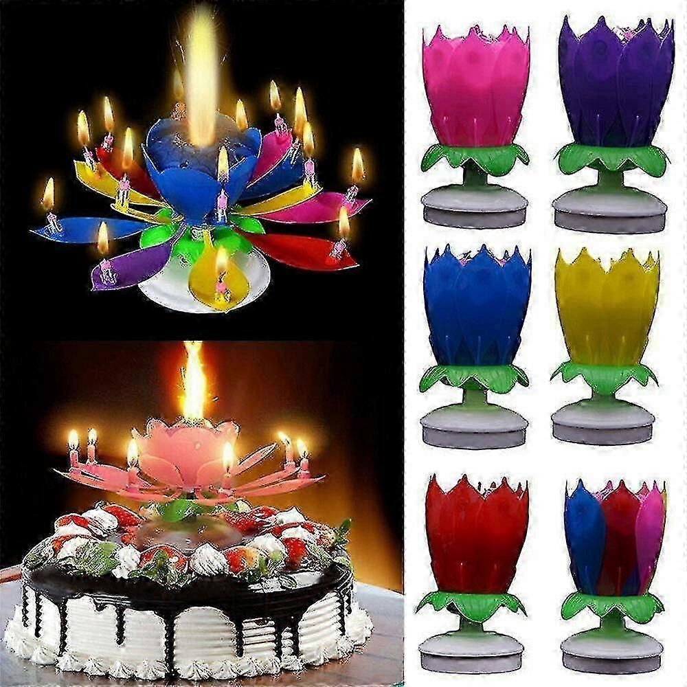 Rotating Lotus Flower Candle with Music, Floral Birthday Cake ...