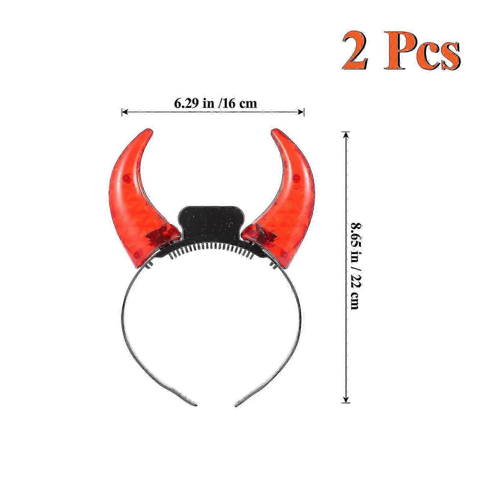 2pcs LED Devil Horn Headband Light Up, Red Halloween Party Costume ...