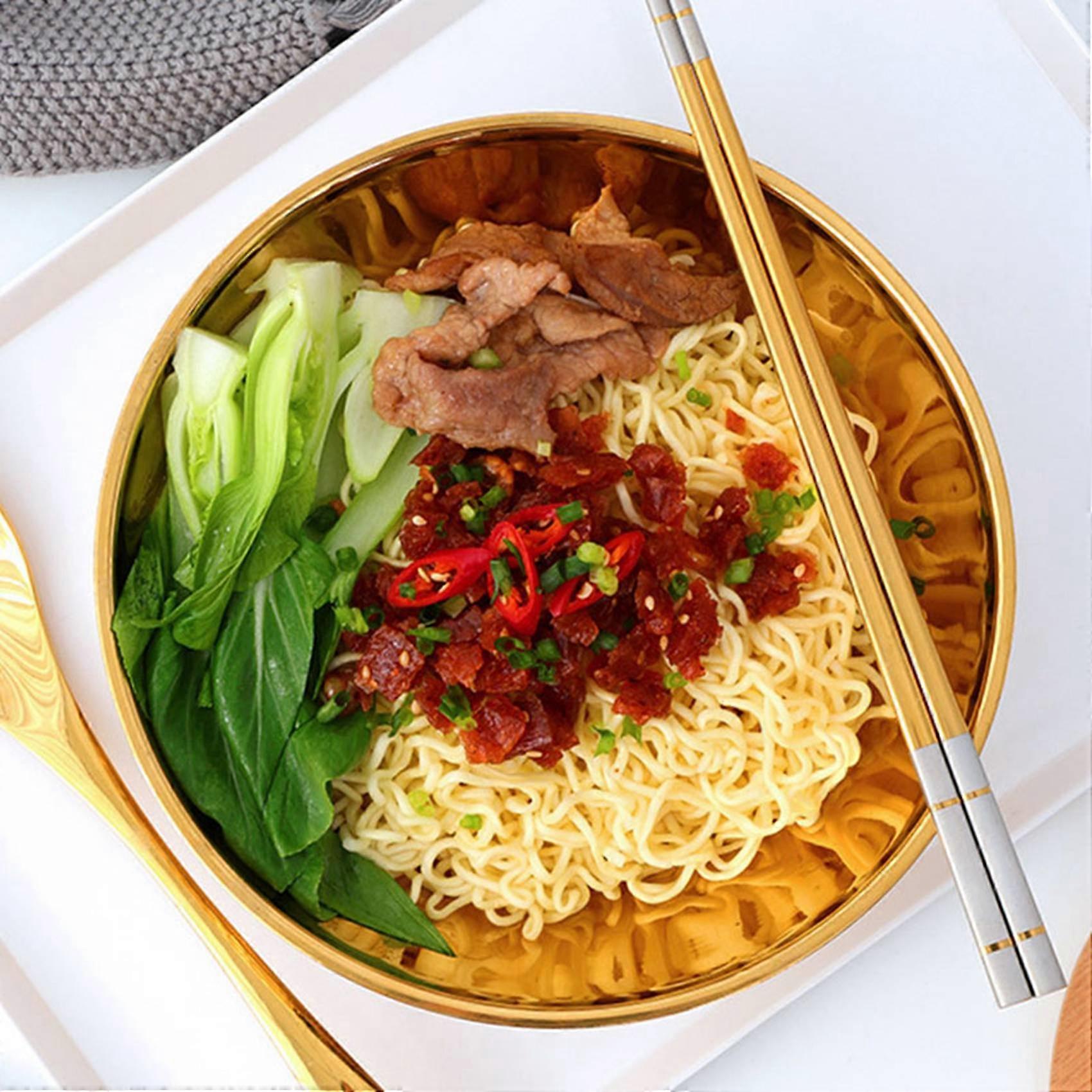 2X Round Noodle Food Bowl Double Layer Anti-Scalding Tableware for Hot ...