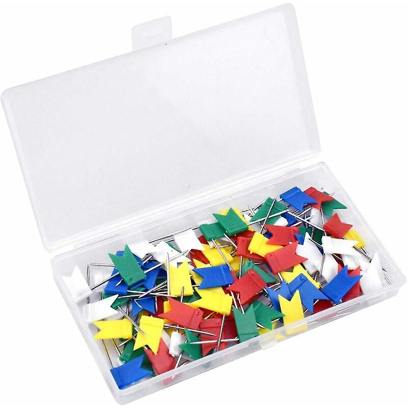 100 Colored Map Push Pins, Drawing Push Pins with Plastic Heads and ...