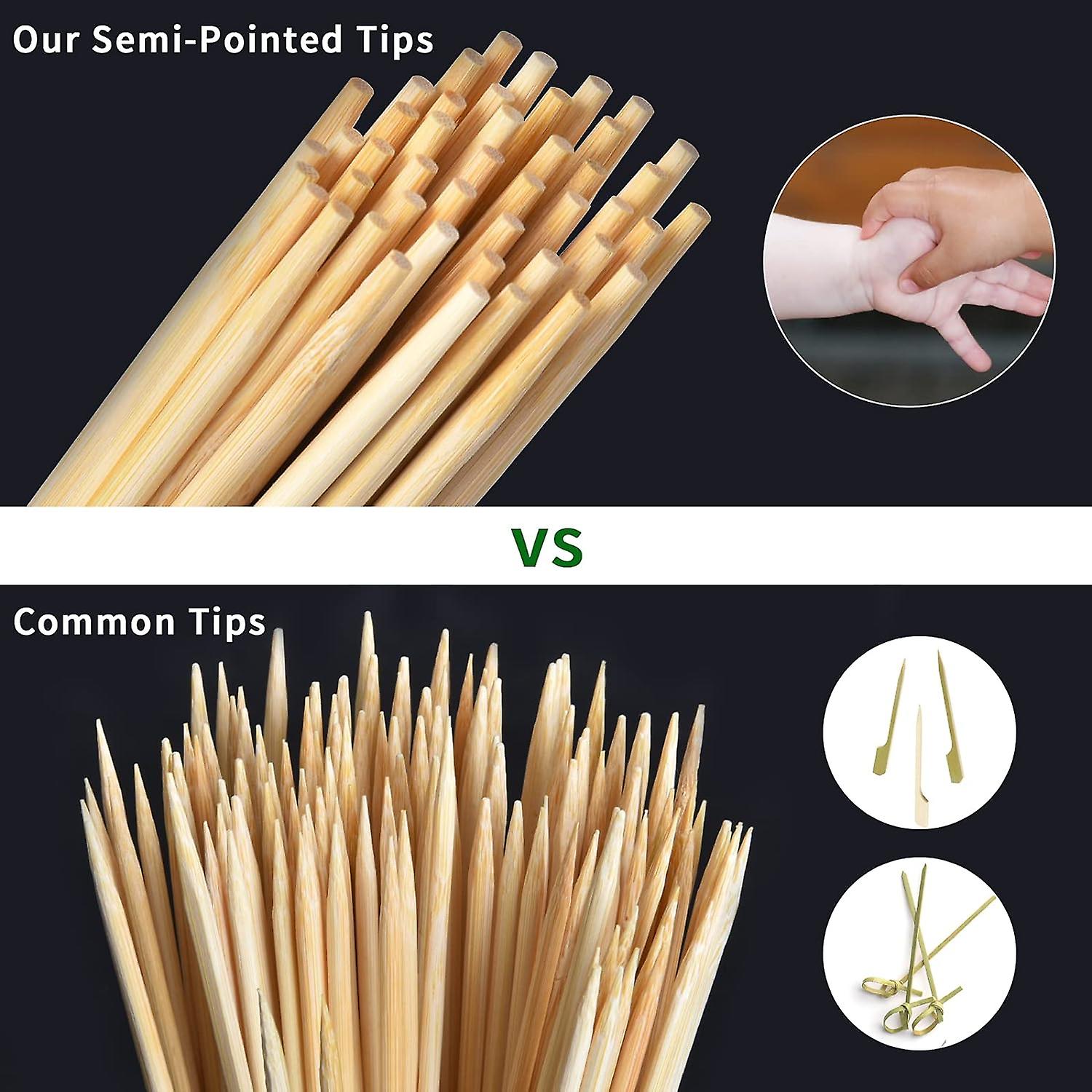 Natural Bamboo Skewers 6 Inch - Kids Friendly/true Semi-pointed Wooden ...