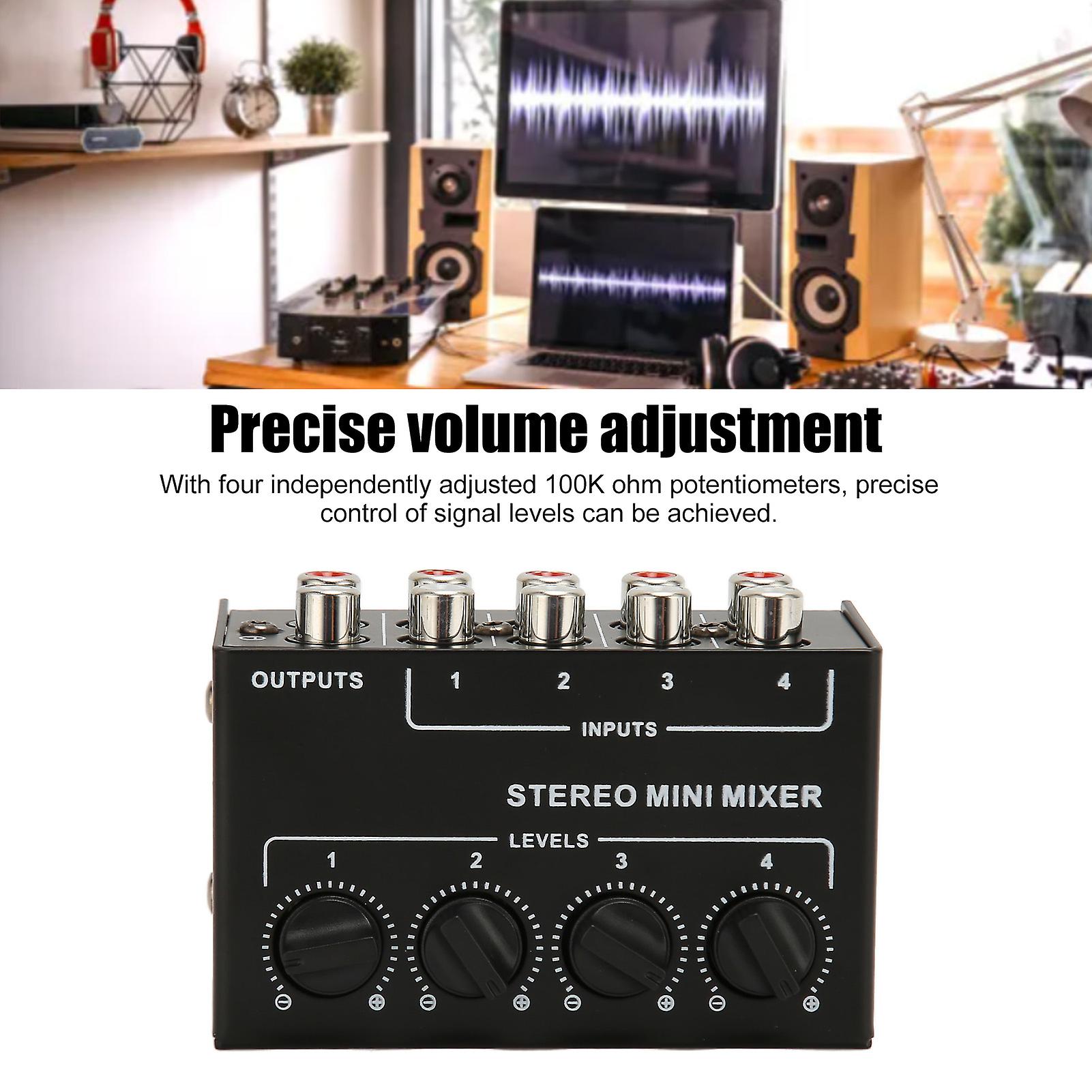 Passive Mixer 4 Channel Line Mixer Mini Sound Mixer Stereo Line Mixer ...