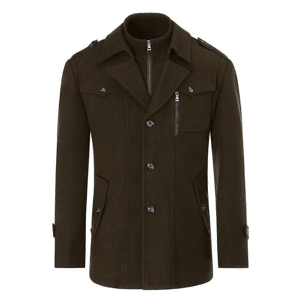 Mens Double Collar Pocket Pea Coat-qq | Fruugo UK