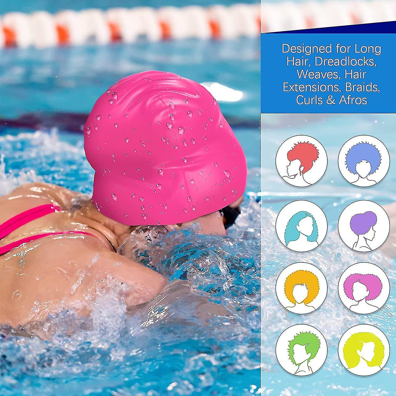 Extra Large Silicone Swim Cap For Long Hair Braids And Dreadlocks,waterproof Silicone Swimming ...