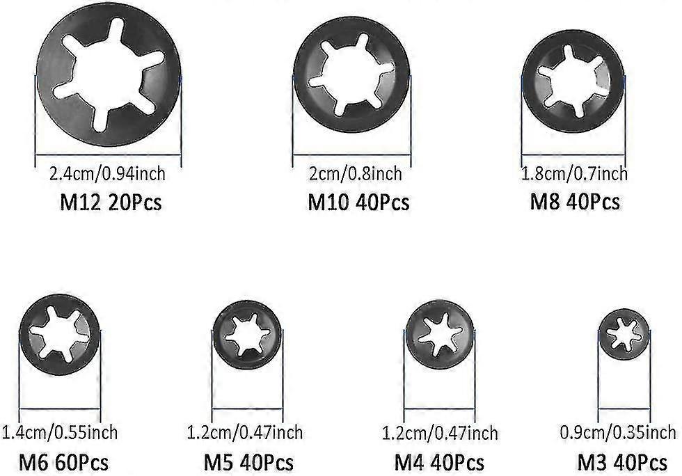 280 Pcs Lock Washers Lock Washers, Steel Lock Washers Quick Lock Washers M3 M4 M5 M6 M8 M10 M12 ...