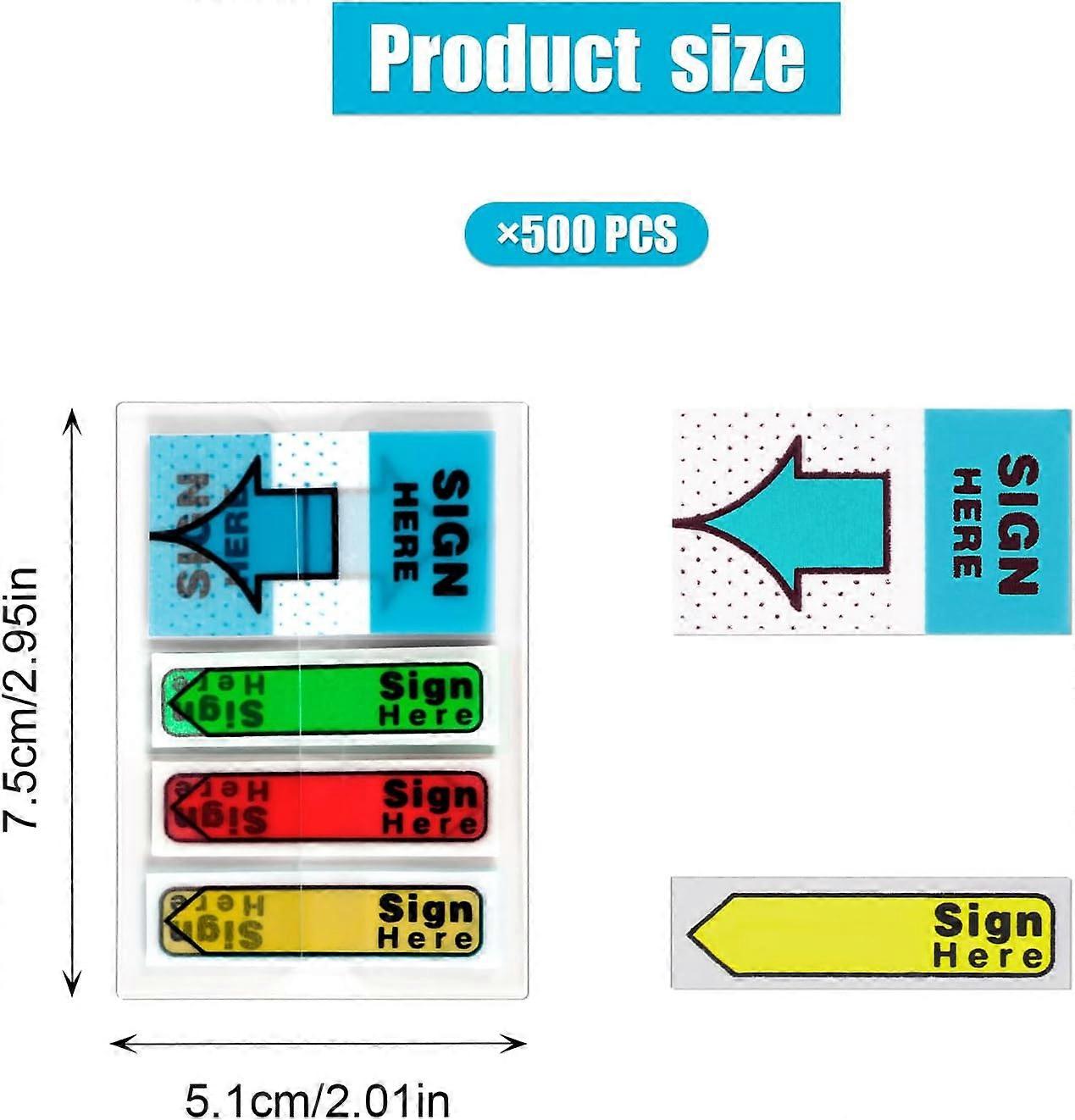 500pcs Sign Here Tabs, Sign Here Flags Adhesive Sign Here Stickers Sign ...