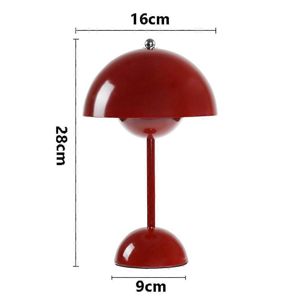 LED Retro Table Lamp Bedside Decoration Mushroom Lamp - Burgundy Red ...
