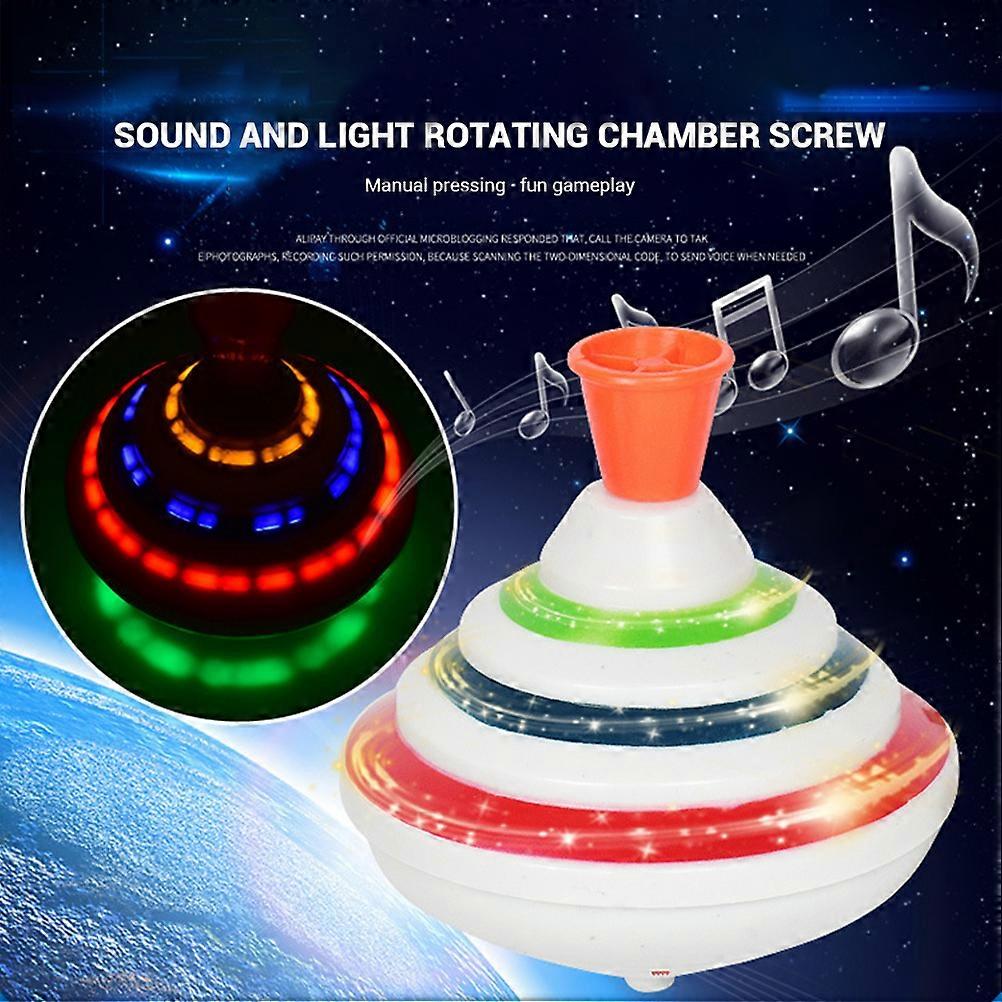 Push Down Spinning Top Toy with LED and Music Peg Top Hand Spinning Toy ...