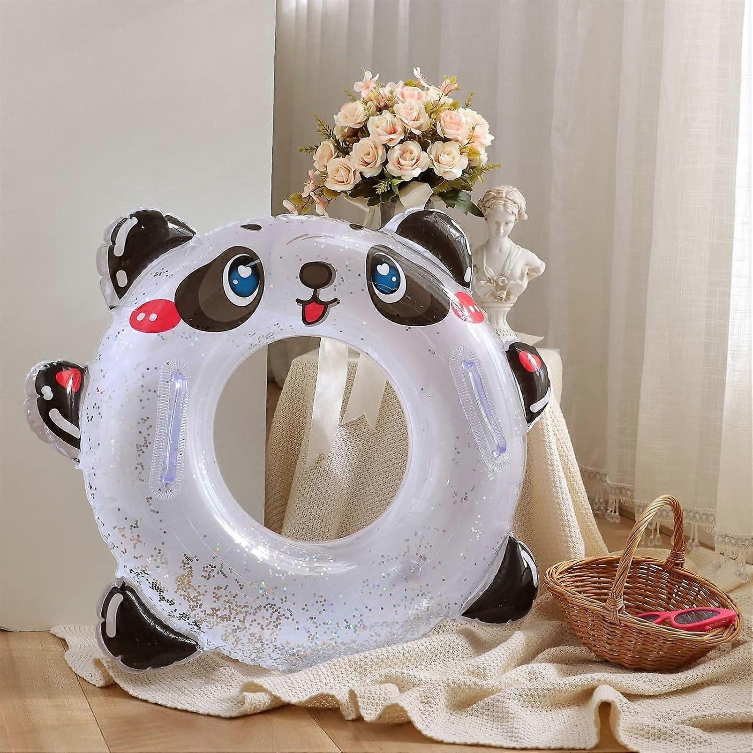 Swim Rings Inflatable Pool Float Tube Sequin Cute Panda Transparent ...