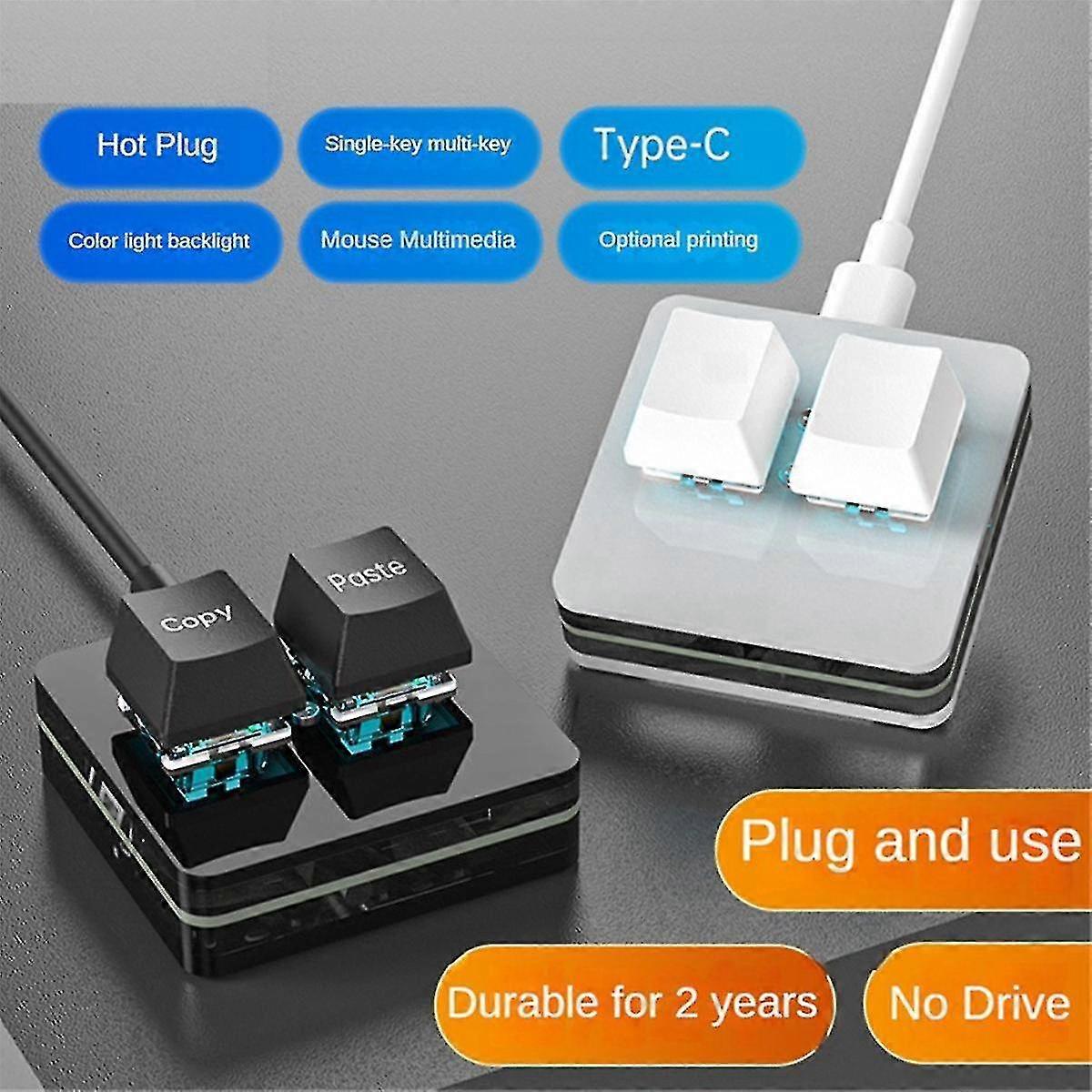 Custom Mini Keyboard 2 Key RGB Macro OSU Keypad Programmable Mechanical ...