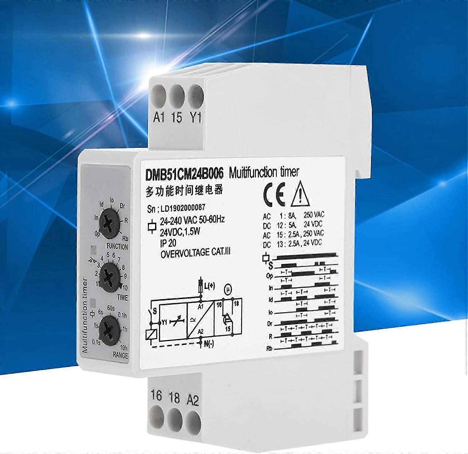 Dc 24v And Ac 24-240v Multi-voltage Time Delay Relay Stop Switch With 7 ...