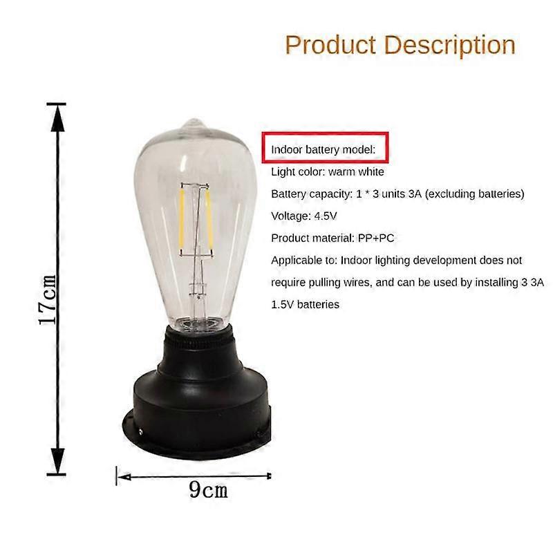 Solar LED Garden Lamp Outdoor Tungsten Filament Bulb Lamp 7cm/9cm Night ...