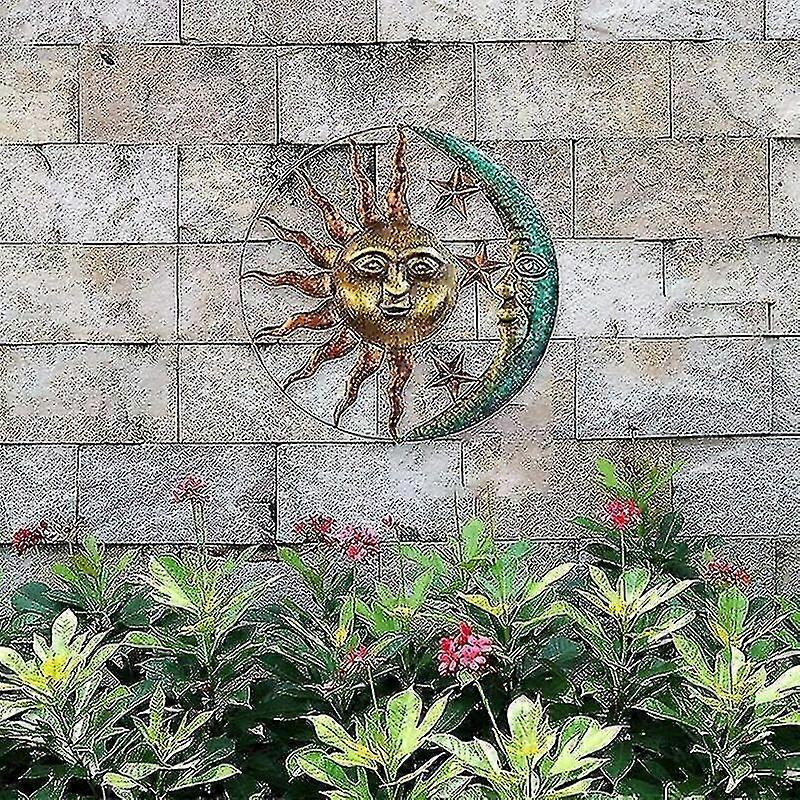 Metal Sun Moon Wall Decor, Creative Wall Decor With Sun And Moon Indoor ...