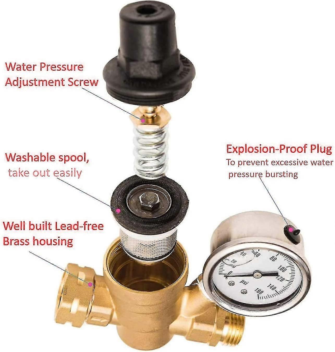 Tool Rv Water Pressure Regulator For Rv Camper, Brass Lead-free ...