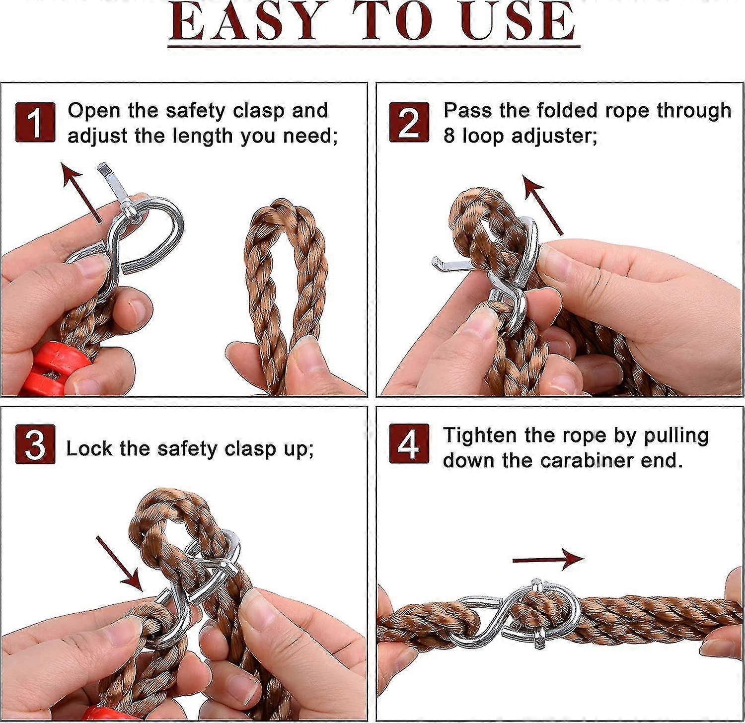 Tree Swing Ropes Hammock Straps-2pcs Adjustable Hanging Ropes Holds To ...