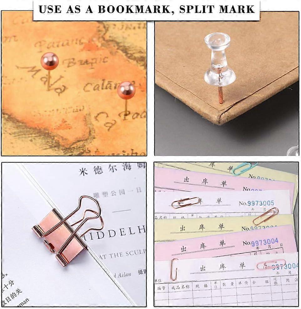 Push Pins Binder Clips Paper Clips Map Tacks Sets, 5 Styles 500 Pcs ...
