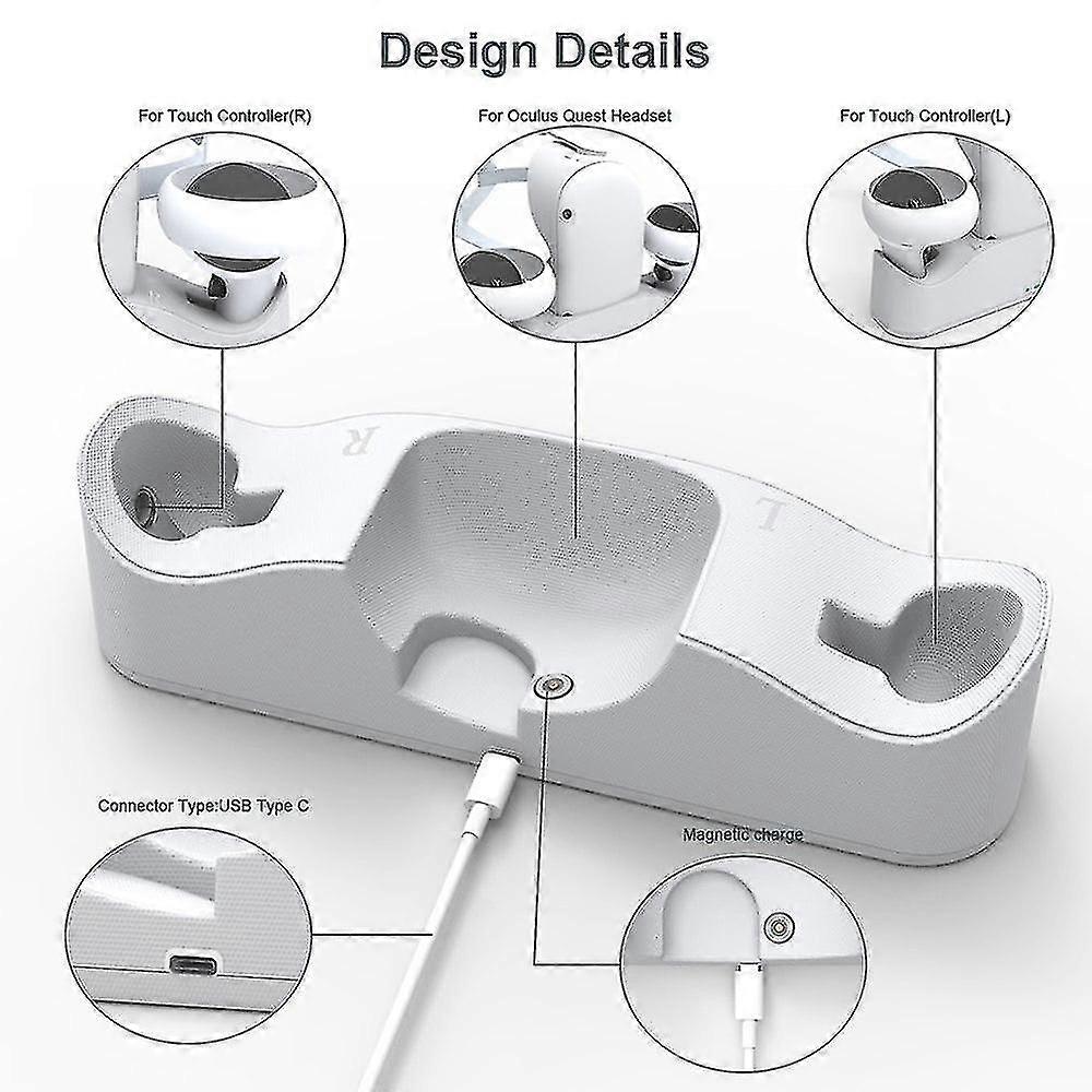 Charging Dock Set For Oculus Quest 2, Usb-c Link Cable, 2 Rechargeable ...