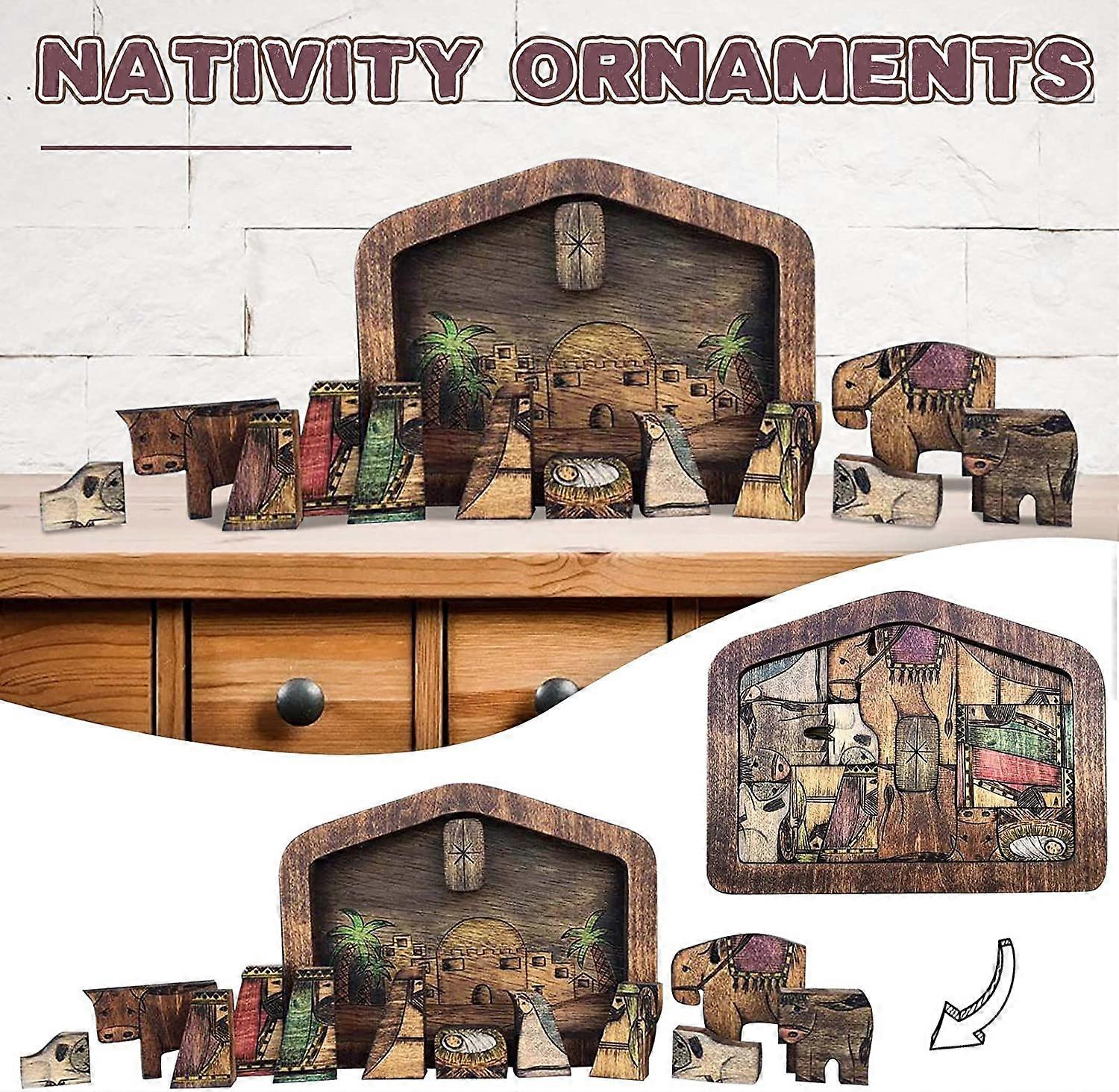 Wooden Jesus Puzzle Statue, Nativity Puzzle with Wood Burned Design ...
