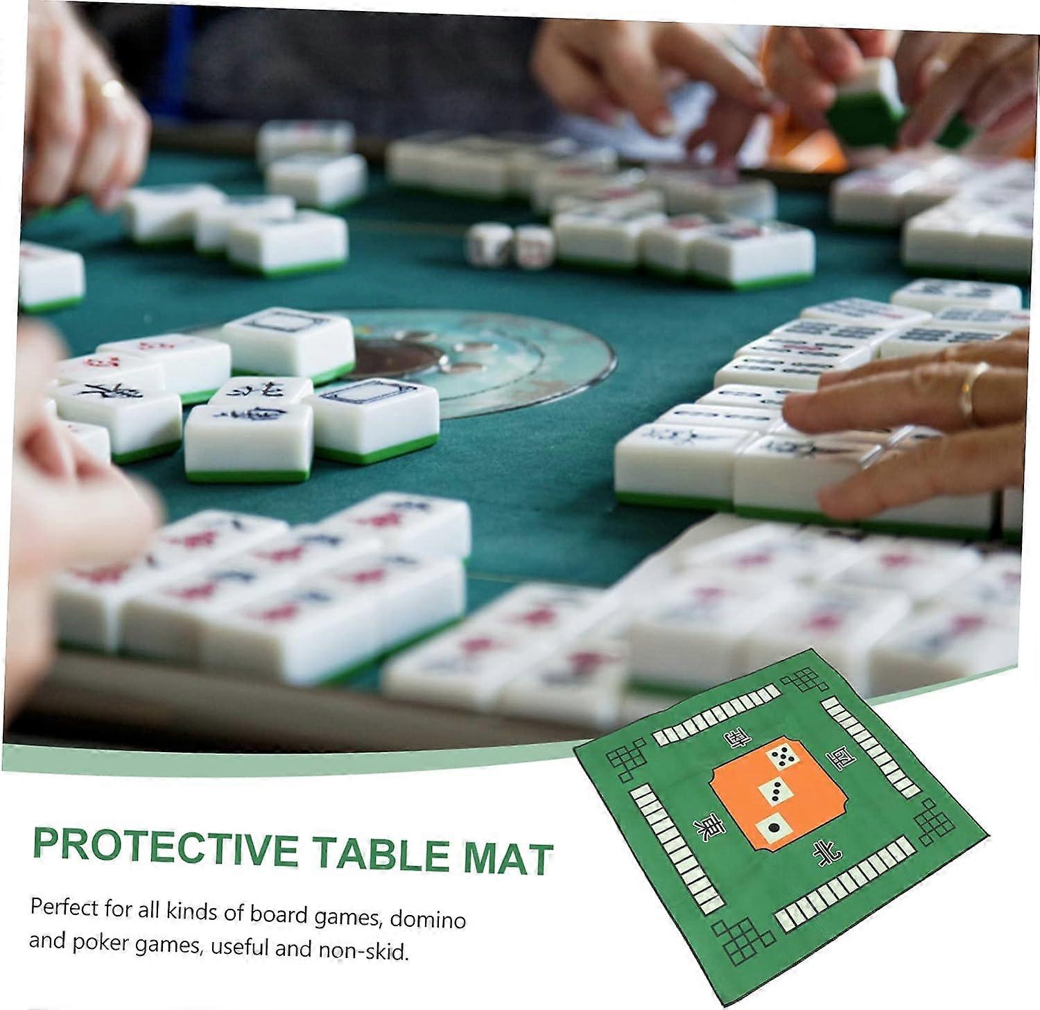 Mahjong Tablecloth Card Protector Sleeves Gaming Desk Decor Green Tile ...
