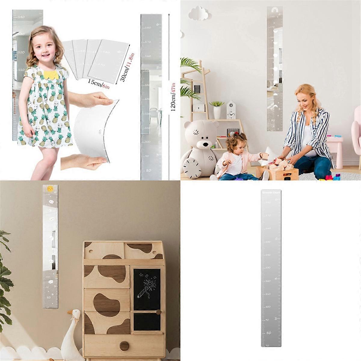 Acrylic Height Measurement Wall Sticker Growth Chart Mirror Decor Ruler ...