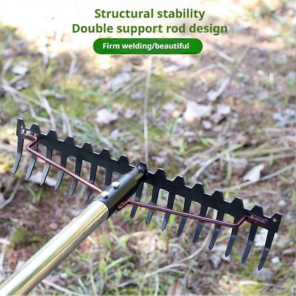 Telescopic Rake with Stainless Handle Steel 17 Prong Metal Head, Heavy ...