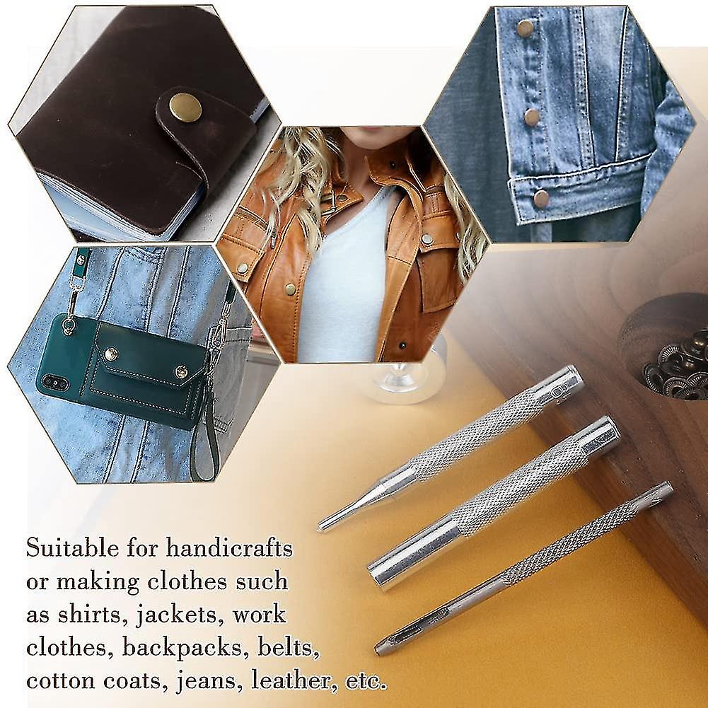 50 Sets Leather Snap Fasteners Kit Black Metal Snap Buttons Stainless ...