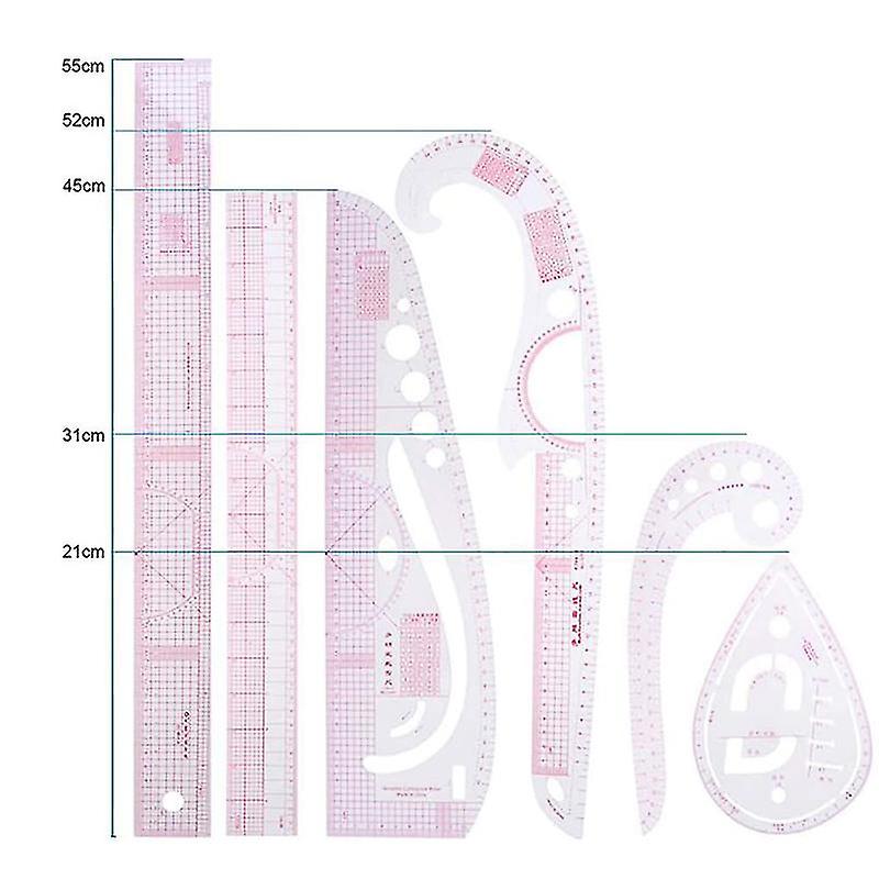 13pcs Sewing Ruler Line French Ruler Cutting Mat Set Yardstick Sleeve ...