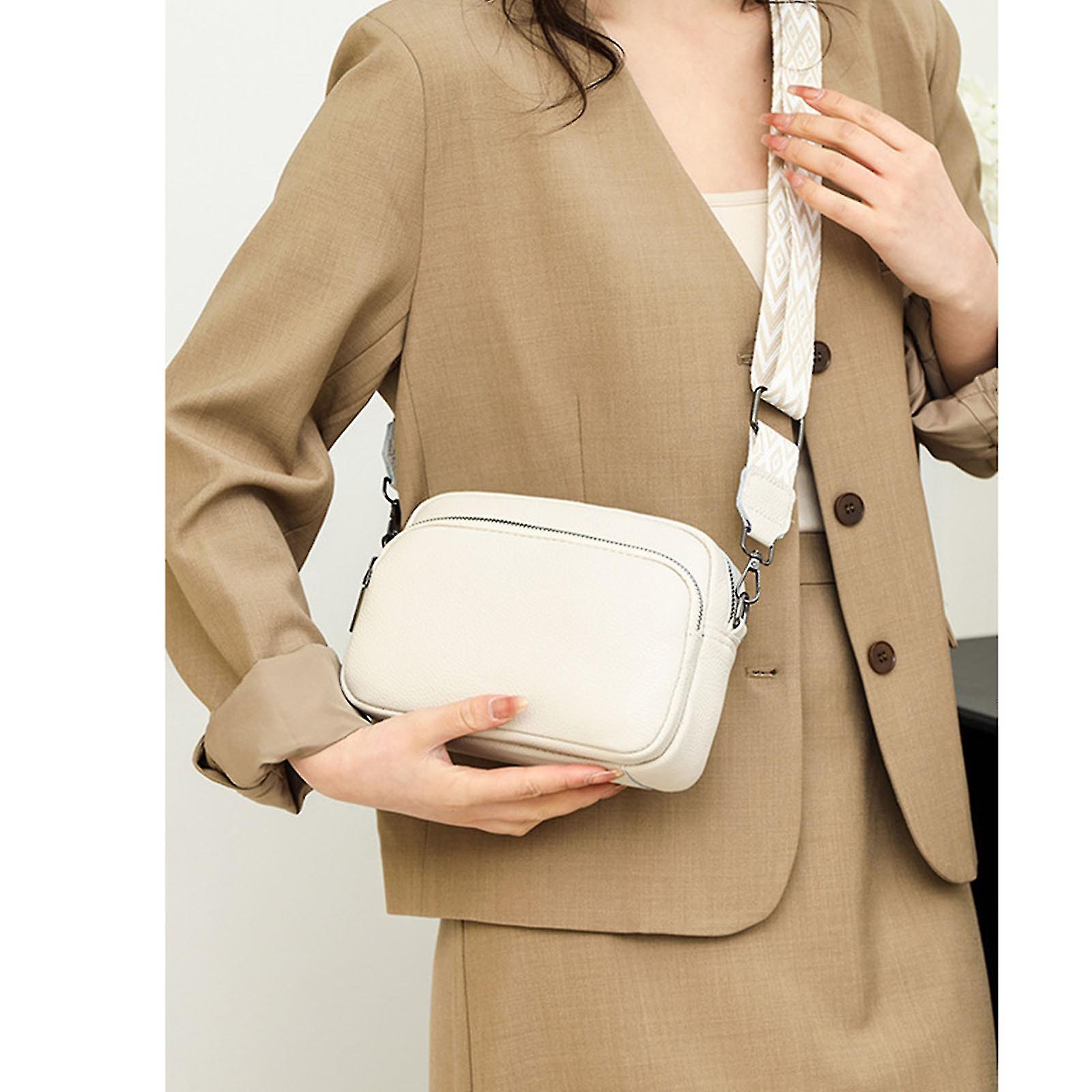 Women Crossbody Bag with Wide Guitar Changeable Strap PU Leather ...