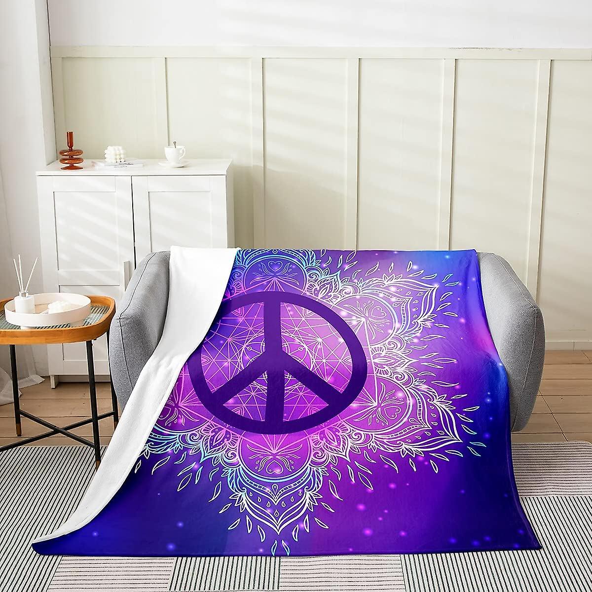 Boho Mandala Fleece Kast tæppe, hele sæsonen Boheme stil seng tæppe ...