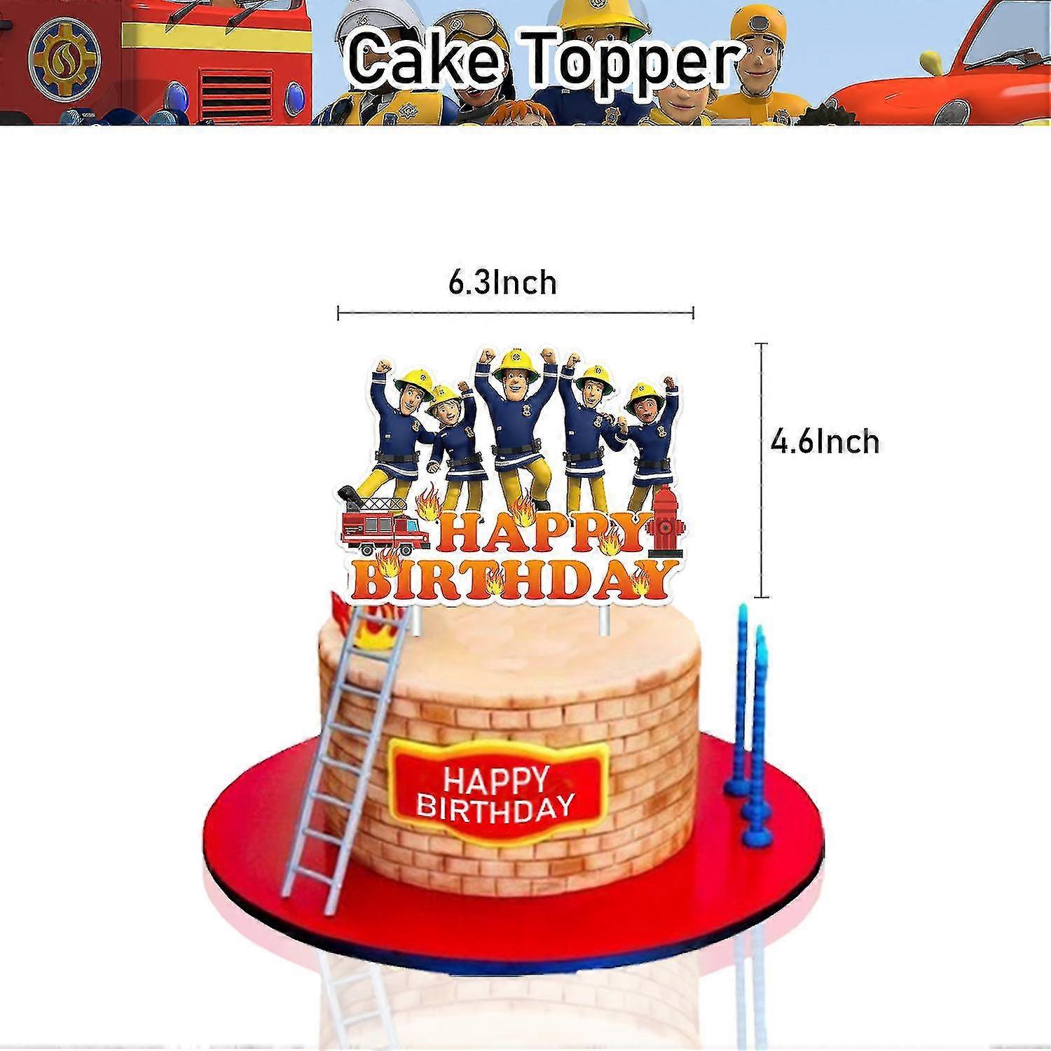 Fireman Sam Theme Birthday Party Decor Paper Banners Cupcake Toppers ...