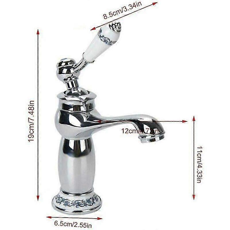 Retro Basin Faucet Ceramic Brass Sink Faucet Antique Vintage Mixer Tap ...