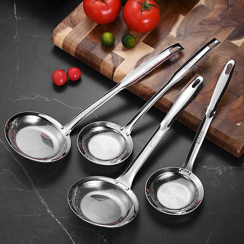 Stainless Steel Colander with Long Handle Hangable Washable Grease ...