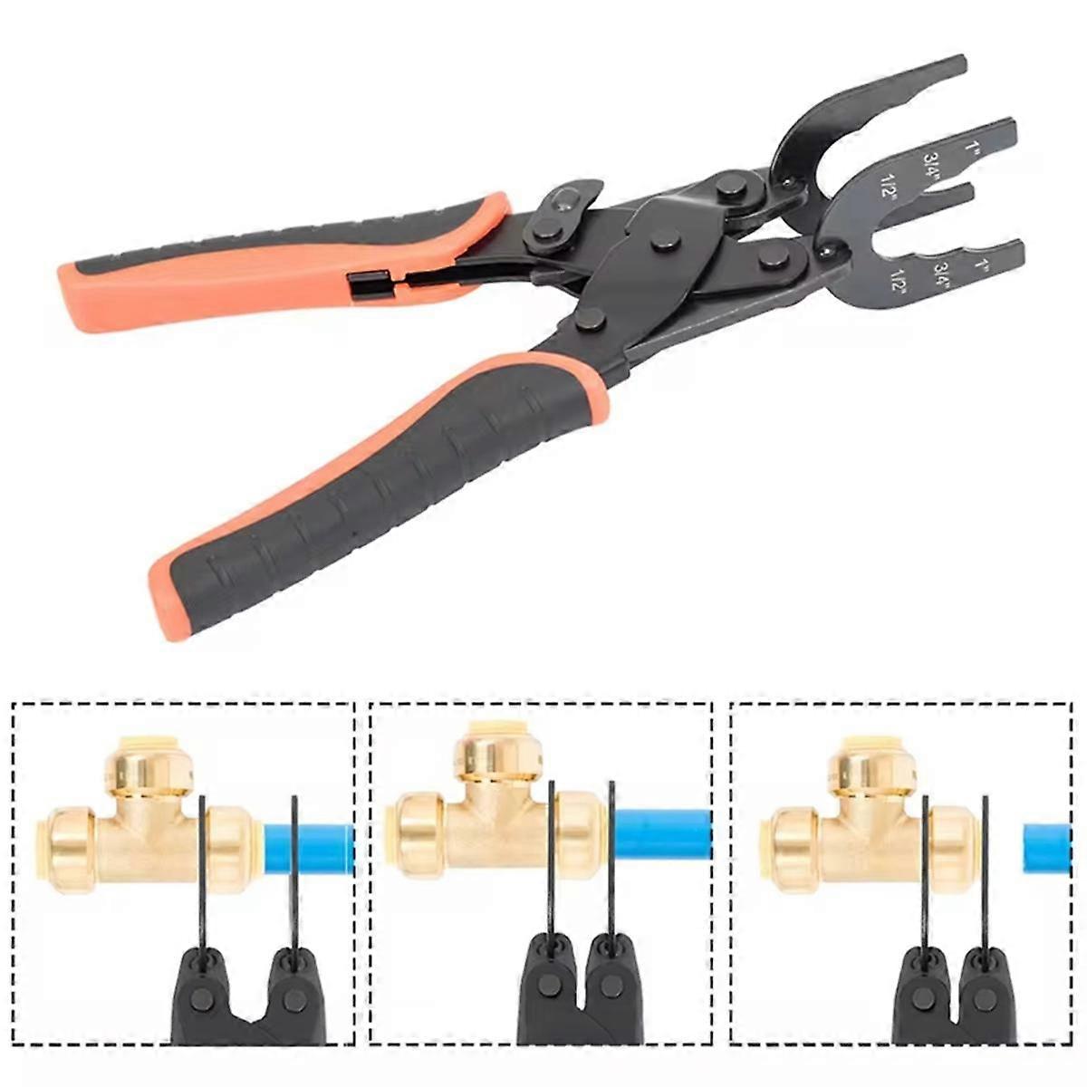 Push-Fit Disconnect Tong Tool for Easily Removing Push-To-Connect Fittings(1/2in, 3/4in, 1in ...