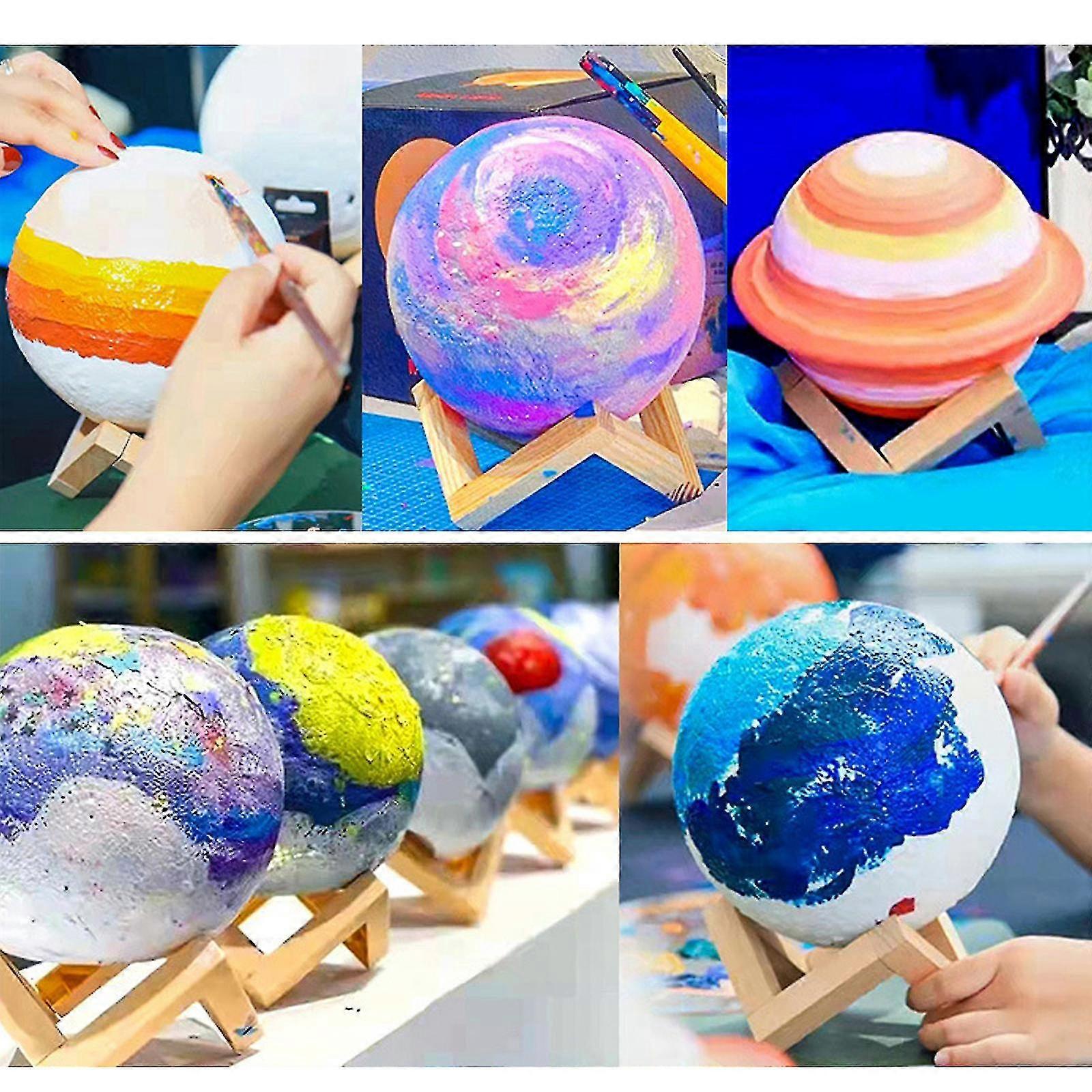 Paint Your Own Moon Lamp Kit,diy 3d Moon Night Light With Wooden Stand ...