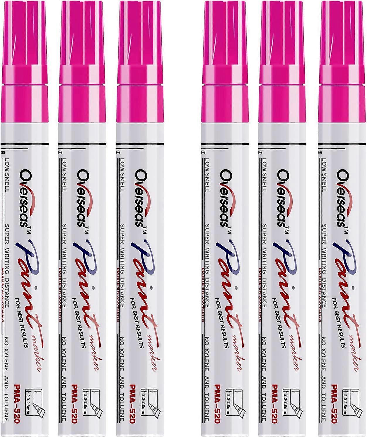 Pink Paint Markers Pens - Single color 6 Pack Permanent Oil Based Paint ...