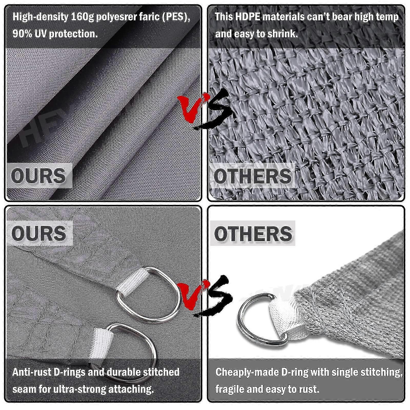 Sun Shade Sail 2.5m x 2.5m Square Shade Sails Waterproof Outdoor Garden ...