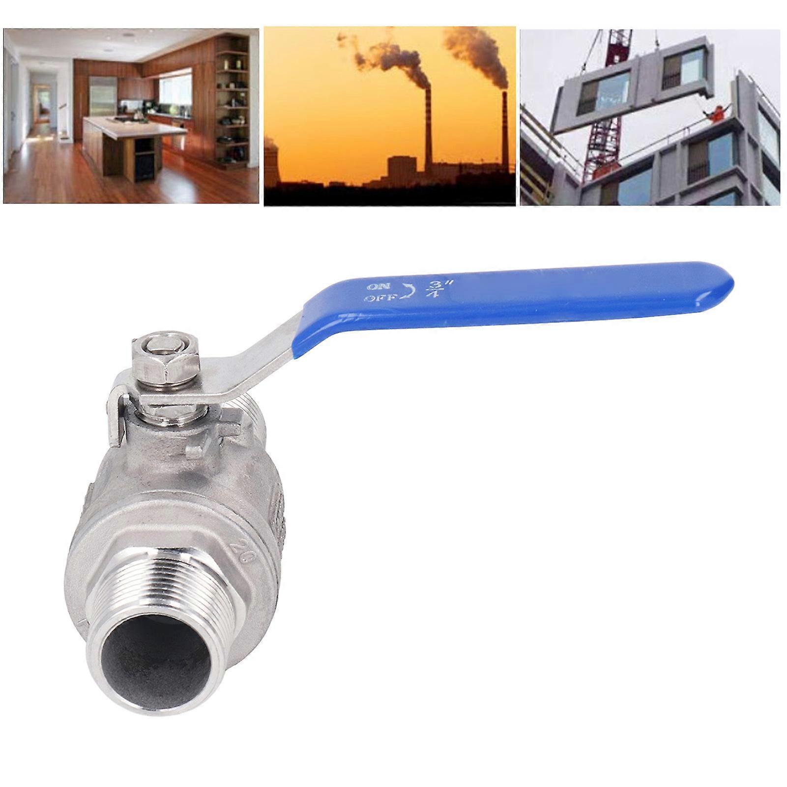 Ball Valve 304 Stainless Steel NPT 3/4in 2 Male Thread Manual Drive Cut ...