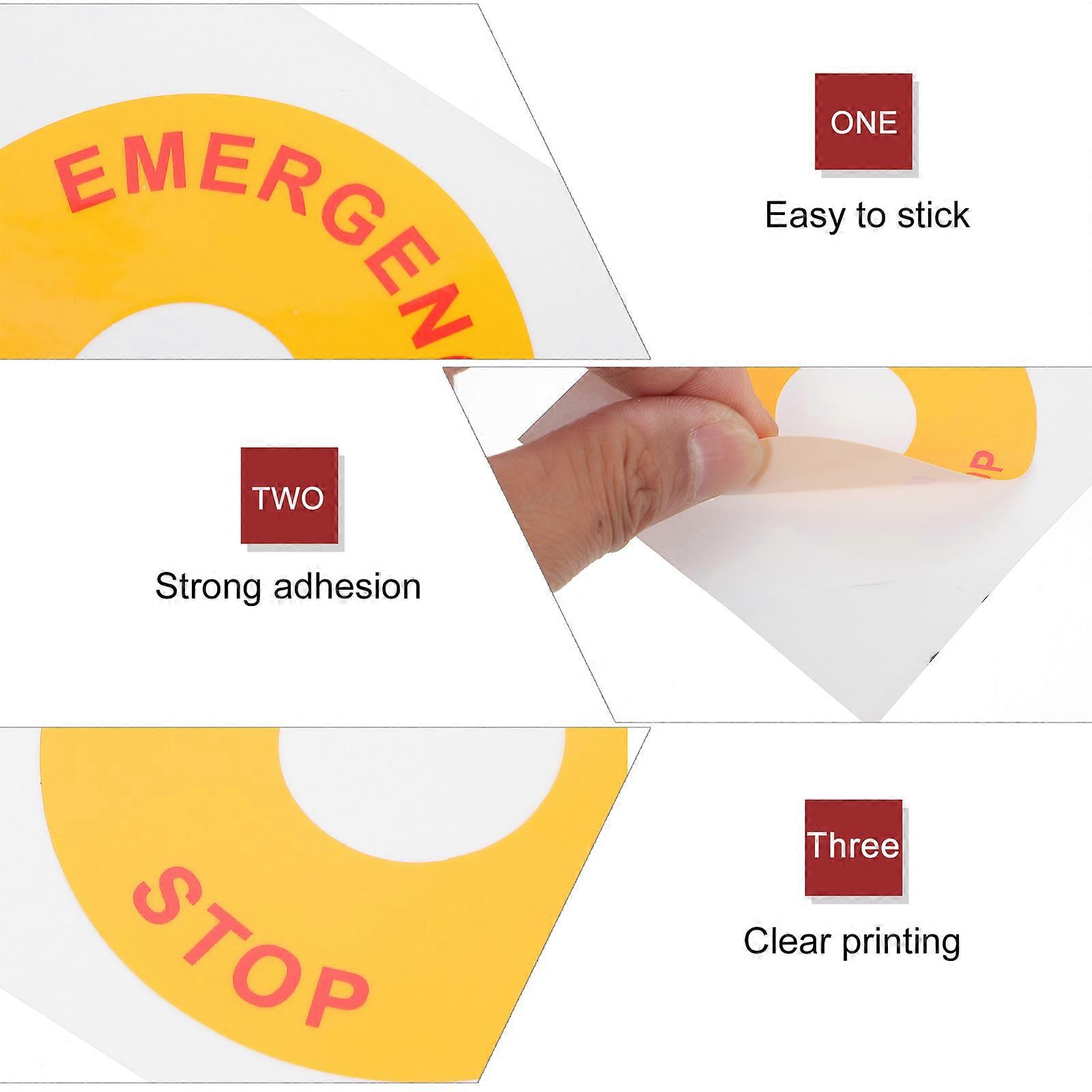 8pcs Emergency Stop Warning Label Sticker Warning Emergency Stop Sign ...