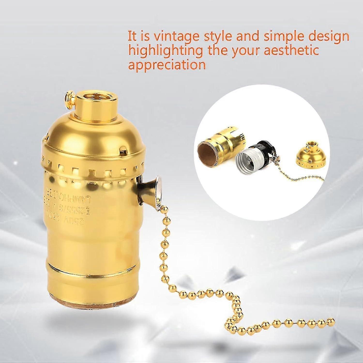 silver pull chain lamp socket,E27 Aluminum Vintage Light Socket with ...