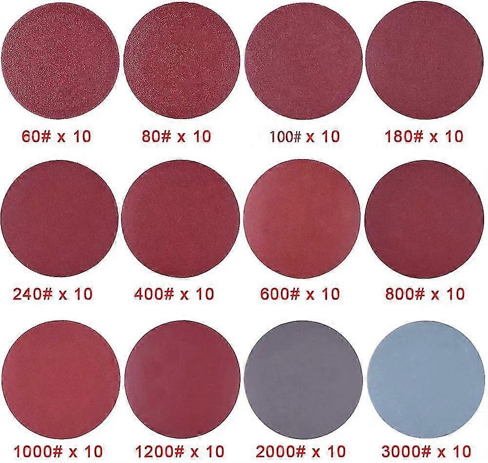 120 Pieces Sanding Discs 50mm Grit Sanding Discs 60 80 100 180 240 400 ...