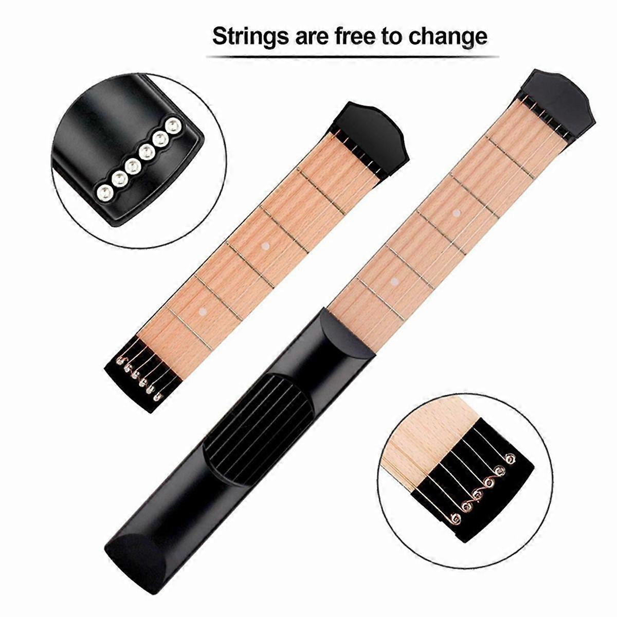 Portable Pocket Guitar Trainer 6-String 6-Fret Wood Neck Chord Practice ...