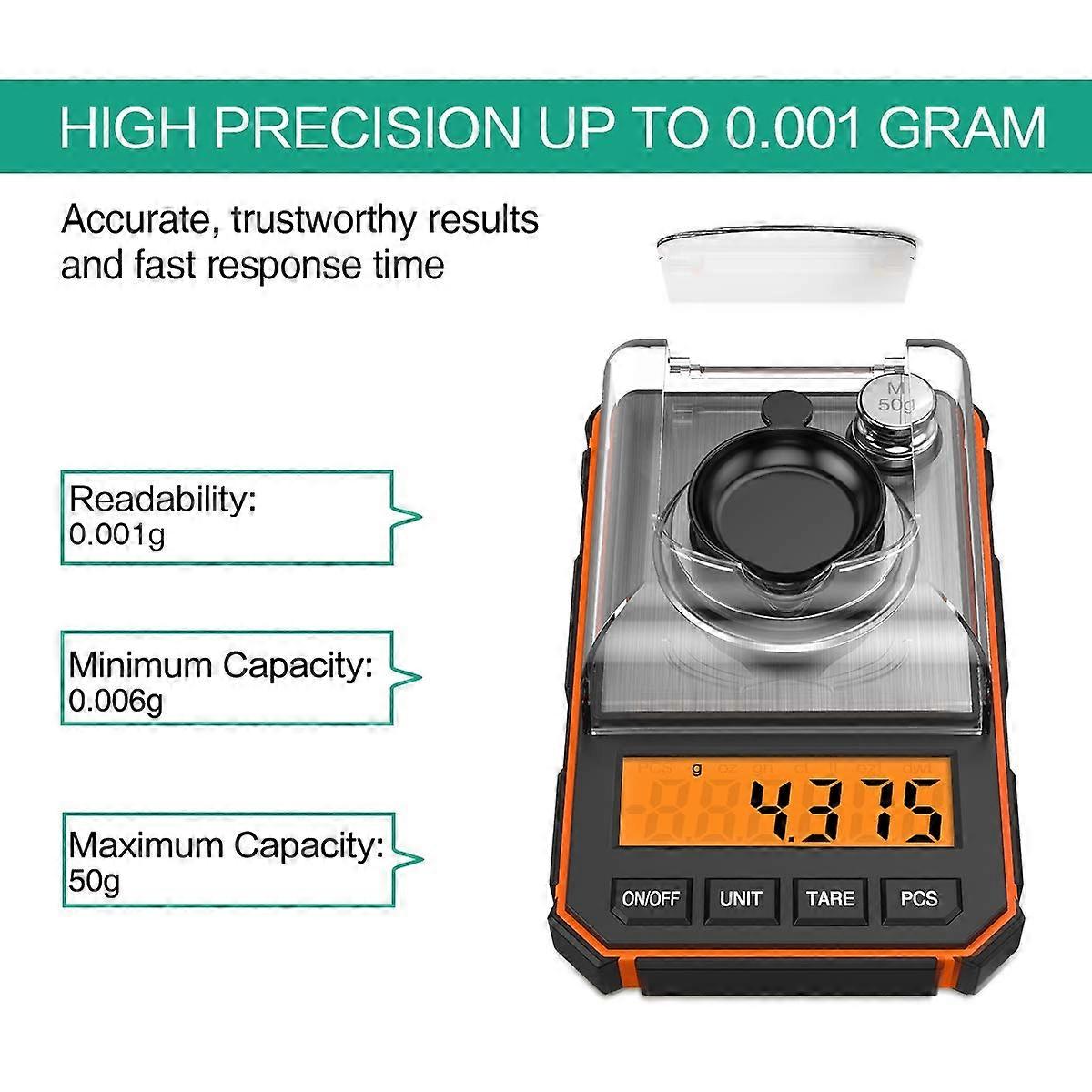 Mini Precision Scale, [50g 0.001g] Digital Pocket Scale with 50g ...