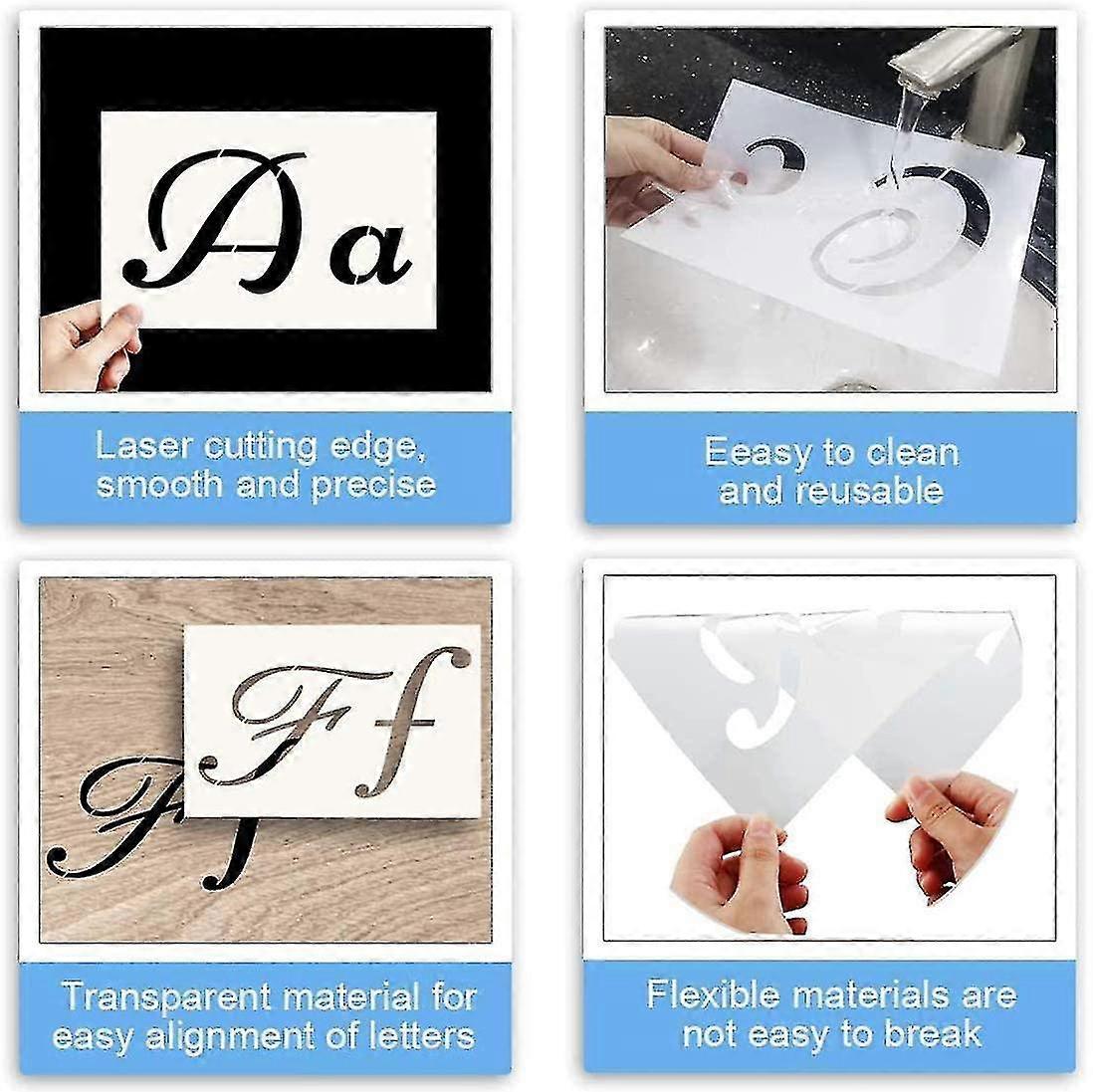 40 Pieces Stencils Letters For Painting On Wood, 80 Craft Stencil ...