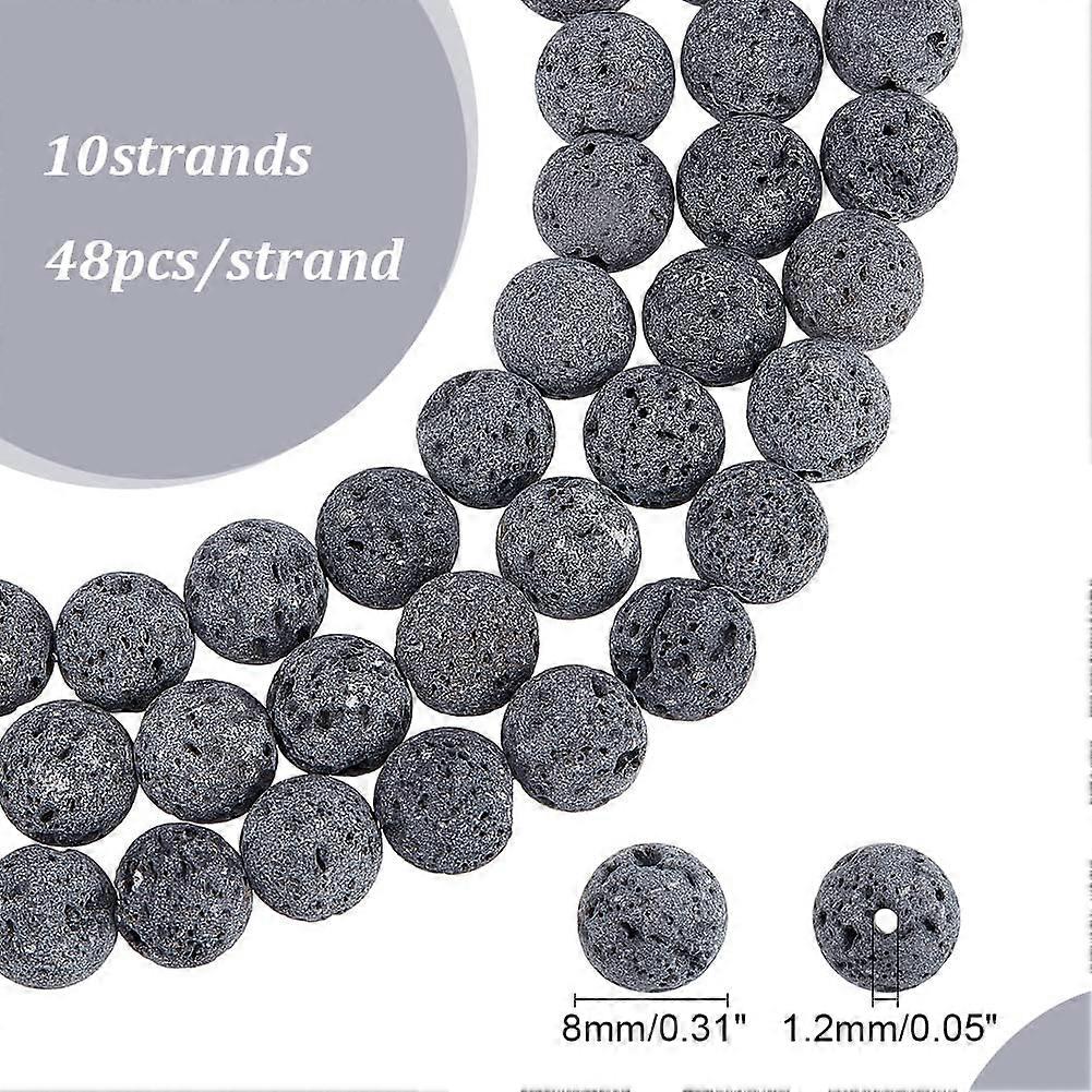 480pcs 8mm Gray Lava Beads Natural Gray Lava Stone Beads Oil Diffuser ...