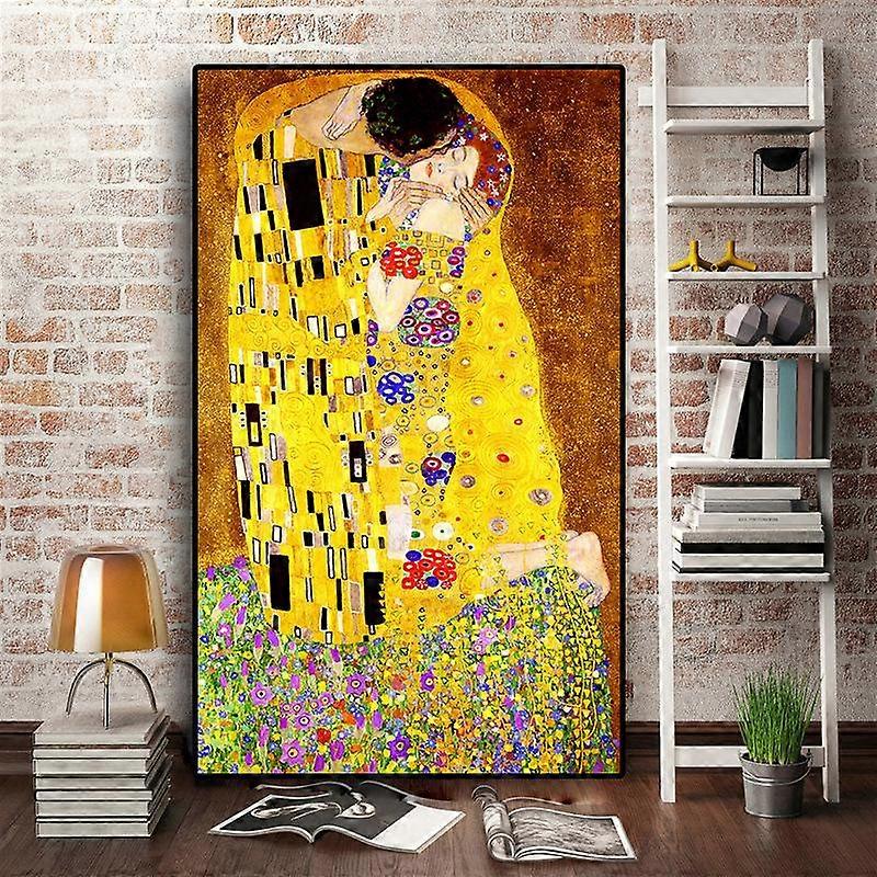 Classic Artist Gustav Klimt Kiss Abstract Oil Painting Printed On ...